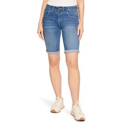 Shorts Cartoon "Damen mit Stickerei", Damen, Gr. 34, Normalgr&ouml;&szlig;en, blau, Obermaterial: 99% Baumwolle, 01% Elasthan, figurbetont kurz, Hosen Shorts
