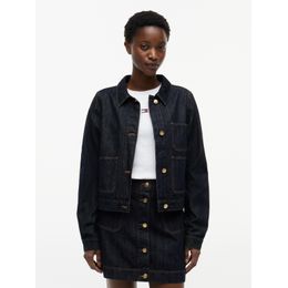 Jeansjacke Tommy Hilfiger "LADY JACKET RINSE", Damen, Gr. L (42/44), rinse, Denim/Jeans, Obermaterial: 100% Baumwolle, unifarben, regular fit taillenbedeckt, Rundhals, eingesetzt angesetztes B&uuml;ndchen, Jacken Jeansjacke, mit praktischen Taschen, aus Baumwolle
