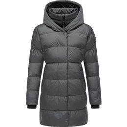 Kurzmantel Ragwear "Niara", Damen, Gr. L (40), grau (dunkelgrau), Au&szlig;enmaterial: 100% Polyester. Innenfutter: 100% Polyester. Wattierung: 100% Polyester, gerade ca. Mitte Oberschenkel, &Auml;rmel ohne &Auml;rmelschlitz Rippstrickb&uuml;ndchen, M&auml;ntel Kurzmantel, stylischer, gesteppter Wintermantel mit gef&uuml;tterter Kapuze