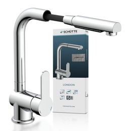 Sch&uuml;tte Sp&uuml;ltischarmatur SCH&Uuml;TTE "LONDON", grau (chrom), H:30cm T:24,5cm, Messing, Armaturen, Hochdruckarmatur mit Cold-Start-Funkt., 360 schwenkbar, herausziehbar
