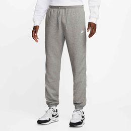 Sporthose Nike Sportswear "M NK CLUB BB CUFF PANT", Herren, Gr. L, N-Gr, dk grau heather, lt smoke grau, wei&szlig;, Obermaterial: 80% Baumwolle, 20% Polyester, Hosen Sporthose, mit angerautem Fleece innen, mit seitlichen Taschen