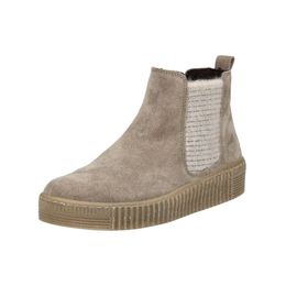 Plateaustiefelette Gabor "Gabor Stiefelette Veloursleder/Textil", Damen, Gr. 40, beige (dunkelbeige), Textil, Veloursleder, Schuhe
