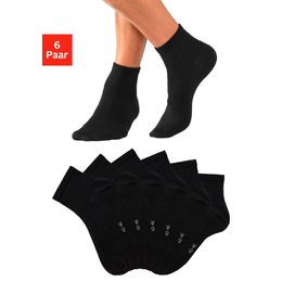 Kurzsocken Bench., Herren, Gr. 39-42, schwarz (6x schwarz), Baumwollmischung, unifarben, elastisch, Socken, mit eingestricktem Markenlogo im B&uuml;ndchen, Topseller