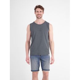 Muskelshirt Lerros "Luftiges Tanktop aus Baumwolle mit trendigem Slogan-Print", Herren, Gr. L, lava grau, 100% Baumwolle, Rundhals, Shirts