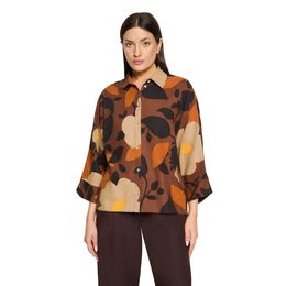 Schlupfbluse Cartoon "Damen mit Muster", Damen, Gr. 34, camel, braun, Obermaterial: 55% Leinen, 45% Viskose, oversize normal, Blusen Schlupfbluse