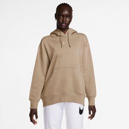 Kapuzensweatshirt Nike Sportswear "W NSW PHNX FLC OS PO HOODIE", Damen, Gr. M, linen, sail, Obermaterial: 80% Baumwolle, 20% Polyester, normal, Rundhals, Sweatshirts, mit Rundhalsausschnitt, Oversize Passform, sportlicher Stil