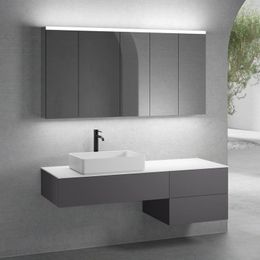 neoro n50 M&ouml;belanlage B: 160 cm mit 3 Ausz&uuml;gen, Waschtisch B: 58 cm wei&szlig; matt, mit Spiegelschrank f&uuml;r die Schweiz,,
