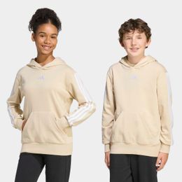 Kapuzensweatshirt adidas Sportswear "J 3S FL HD 225", M&auml;dchen, Gr. 128, crystal linen, wei&szlig;, Obermaterial: 71% Baumwolle, 29% Polyester, normal, Rundhals, angesetztes B&uuml;ndchen, Sweatshirts