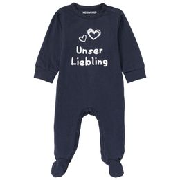 Schlafoverall Kidsworld "Baby-Schlafanzug, Unser Liebling - NEUE KOLLEKTION", Jungen, Gr. 62/68, N-Gr, blau (marine), Jersey, Obermaterial: 100% Baumwolle, bedruckt, Basic, Basic, Rundhals, Overalls, aus Bio-Baumwolle