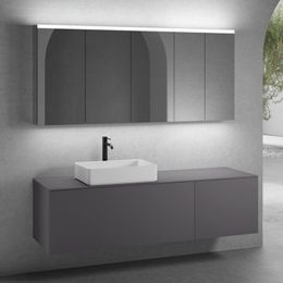neoro n50 M&ouml;belanlage B: 180 cm mit 2 Ausz&uuml;gen, Waschtisch B: 58 cm wei&szlig; matt, mit Spiegelschrank f&uuml;r die Schweiz,,