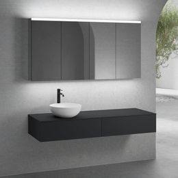 neoro n50 M&ouml;belanlage B: 160 cm mit 2 Ausz&uuml;gen, Waschtisch &Oslash; 40 cm wei&szlig; matt, mit Spiegelschrank f&uuml;r die Schweiz,,