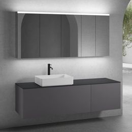neoro n50 M&ouml;belanlage B: 180 cm mit 2 Ausz&uuml;gen, Waschtisch B: 58 cm wei&szlig; matt, mit Spiegelschrank f&uuml;r die Schweiz,,