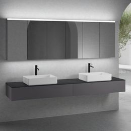 neoro n50 M&ouml;belanlage B: 240 cm mit 2 Ausz&uuml;gen, 2 Waschtische B: 58 cm wei&szlig; matt, mit Spiegelschrank f&uuml;r die Schweiz,,