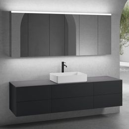 neoro n50 M&ouml;belanlage B: 200 cm mit 6 Ausz&uuml;gen, Waschtisch B: 58 cm wei&szlig; matt, mit Spiegelschrank f&uuml;r die Schweiz,,