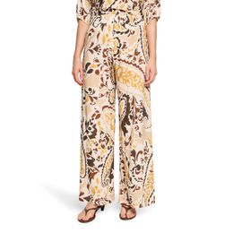 Palazzohose Cartoon "Damen mit Gummizug", Damen, Gr. 34, Normalgr&ouml;&szlig;en, gelb, braun, Obermaterial: 100% Viskose, l&auml;ssig geschnitten lang, Hosen Palazzohose
