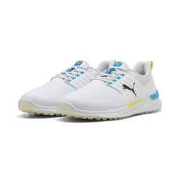 Golfschuh Puma "IGNITE Elevate 2 Golfschuhe Herren", Herren, Gr. 43, wei&szlig; speed blau apple spritz gr&uuml;n, Obermaterial: Synthetik, Textil. Futter: Textil. Innensohle: Textil. Laufsohle: Gummi, Schuhe