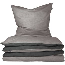 Wendebettw&auml;sche Schiesser "Doubleface aus weicher Baumwolle mit edlem Melangeeffekt", grau (grau, schwarz), B/L: 155cm x 220cm, 1 Stk., 1 Stk., Renforc&eacute;, B/L: 80cm x 80cm, 2 Stk., Renforc&eacute;, Obermaterial: 100% Baumwolle, Bettw&auml;sche, Wendebettw&auml;sche, ab Gr&ouml;&szlig;e 135x200 cm erh&auml;ltlich, Made in Green