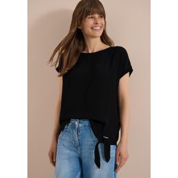 Kurzarmbluse Cecil, Damen, Gr. L (42), schwarz, Stoff, Vorderseite: 100% Viskose. R&uuml;ckseite: 95% Viskose, 5% Elasthan, unifarben, normal normal, Rundhals, Rippb&uuml;ndchen, Blusen, aus softer Viskose
