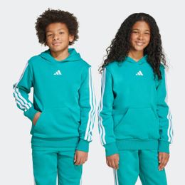 Kapuzensweatshirt adidas Sportswear "J 3S FL HD 225", M&auml;dchen, Gr. 164, wei&szlig; (pure teal, wei&szlig;), Obermaterial: 71% Baumwolle, 29% Polyester, normal, Rundhals, angesetztes B&uuml;ndchen, Sweatshirts