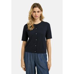 Cardigan Milano Italy, Damen, Gr. L, navy, Material: 40% Viskose, 30% Polyamid, 20% Polyester, 10% Kaschmir, unifarben, regular fit normal, hoch geschlossener Ausschnitt, eingesetzt gerader Abschluss, Strickjacken, aus Feinstrick