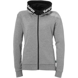 Trainingsjacke Kempa "Kapuzenjacke Core 26 Women", Herren, Gr. L, grau (schwarz grau melange), Obermaterial: 85% Baumwolle CO(Bio). 15% Viskose CV., Jacken Trainingsjacke