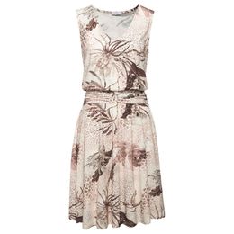 Jerseykleid Lascana, Damen, Gr. 34, N-Gr, braun (taupe bedruckt), Jersey, Obermaterial: 100% Viskose, bedruckt, figurumspielend kniefrei, V-Ausschnitt, Kleider Jerseykleid, mit Alloverdruck