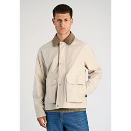 Hemdjacke LINDBERGH "Casual Jacke Comfort Fit", Herren, Gr. L, lt stone grau, Obermaterial: 68% Baumwolle, 32% Polyamid. Futter: 100% Baumwolle, unifarben, Jacken