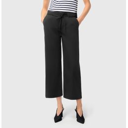 7/8-Hose MAC "CHIARA BELT cropped", Damen, Gr. 34, N-Gr, schwarz, Web, Obermaterial: 77% Baumwolle, 20% Polyamid, 3% Elasthan, unifarben, weit 7/8-L&auml;nge, Hosen 7/8-Hose, Wide Fit, mit geradem, weitem Bein