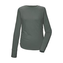 Langarmshirt Killtec "KOS 173 WMN LS SHRT", Damen, Gr. 36, mittelgrau, Obermaterial: 88% Polyester, 12% Elasthan, Shirts Langarmshirt, Atmungsaktiv, schnelltrocknend, dehnbar, Daumenl&ouml;cher, Raffung