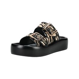 Pantolette Buffalo "Buffalo Pantoletten Textil", Damen, Gr. 37, schwarz, wei&szlig;, Textil, Schuhe Pantolette