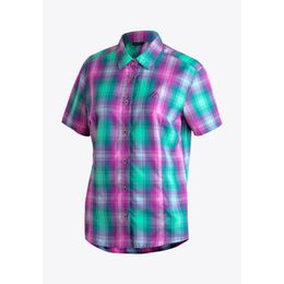 Funktionsbluse Maier Sports "Philina", Damen, Gr. 36, hellbeere, 85% Polyester, 15% Viskose, Blusen, Damen Bluse, leichte Kurzarmbluse, Blusen-Shirt, Karobluse, Reg Fit