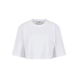 T-Shirt Urban Classics "Urban Classics Damen Ladies Heavy Organic Oversized Cropped Tee", Damen, Gr. 4XL, wei&szlig;, 100% Baumwolle, unifarben, oversize, Rundhals, Shirts T-Shirt