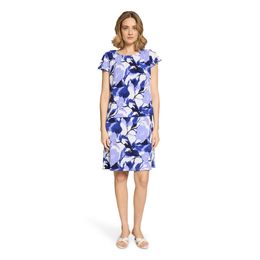 Sommerkleid Betty Barclay "Damen kurzarm", Damen, Gr. 36, Normalgr&ouml;&szlig;en, wei&szlig;, blau, Obermaterial: 95% Polyester, 5% Elasthan. Futter: 100% Polyester, figurumspielend kurz, U-Boot-Ausschnitt, Kleider Sommerkleid