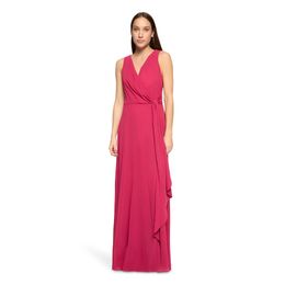 Abendkleid Vera Mont "Damen mit Volant", Damen, Gr. 42, Normalgr&ouml;&szlig;en, schwarz raspberry, Chiffon, Obermaterial: 100% Polyester. Futter: 100% Polyester, figurumspielend lang, V-Ausschnitt, Kleider Abendkleid