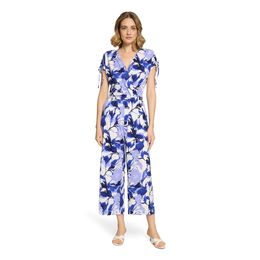 Overall Betty Barclay "Damen mit Eingrifftaschen", Damen, Gr. 36, Normalgr&ouml;&szlig;en, wei&szlig;, blau, Obermaterial: 95% Polyester, 5% Elasthan, figurumspielend, V-Ausschnitt, Overalls Overall