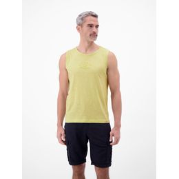 Muskelshirt Lerros "Luftiges Tanktop aus Baumwolle mit trendigem Slogan-Print", Herren, Gr. M, lemon water, 100% Baumwolle, Rundhals, Shirts
