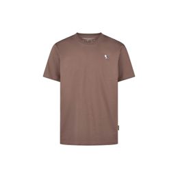 T-Shirt Cleptomanicx "Embro Gull", Herren, Gr. L, braun, 100% Baumwolle, bestickt, normal, Rundhals, Shirts T-Shirt, mit Gull-Stickerei