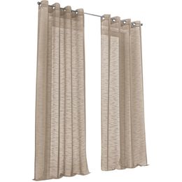 Vorhang Kutti "Celtic" Gr. 2, grau (taupe), B:140cm H:175cm, Polyester, Gardinen, Gardine halbtransparent, Leinenoptik, Effektgarn
