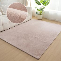 Fellteppich Bruno Banani "Rabbit 2, Kunstfell Teppich, Modern" Gr. 32, rosa, B:40cm H:25mm L:60cm, Kunstfaser, Teppiche, Fellteppich, Kaninchenfell-Haptik, sehr weich, Wohnzimmer, Schlafzimmer, Esszimmer