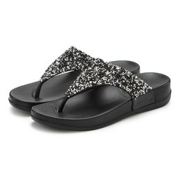 Badezehentrenner Vivance "Flip Flop, Badelatsche, Badeschuhe, Pantolette, Zehentrenner", Damen, Gr. 36, schwarz, Obermaterial: 100% Synthetik. Decksohle: 100% Synthetik. Futter: 100% Synthetik. Laufsohle: 100% Synthetik, unifarben, Schuhe, Sommerschuh mit modischem Glitzerdetail VEGAN