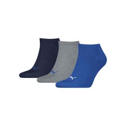 Sneakersocken Puma "Puma UNISEX SNEAKER PLAIN", Herren, Gr. 35-38, blau (1x royalblau, 1x grau, meliert, 1x marine), Baumwollmischung, meliert, unifarben, Socken Sneakersocken, mit kleinem Logo