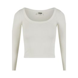 Longsleeve Urban Classics "Urban Classics Ladies Rib Jersey Wide Neck Longsleeve", Damen, Gr. M, sanftes wei&szlig;, 95% Baumwolle, 5% Elasthan, unifarben, slim fit, Balconnet, Shirts