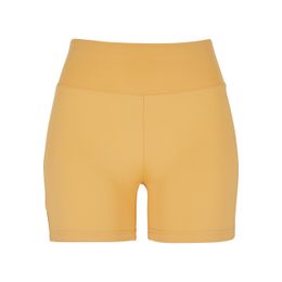 Stoffhose Urban Classics "Urban Classics Damen Ladies Recycled High Waist Cycle Hot Pants", Damen, Gr. 4XL, US-Gr&ouml;&szlig;en, gelb (paleorange), 78% Polyester, 22% Elasthan, unifarben, skinny fit, Hosen Stoffhose