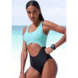 active by Lascana Badeanzug LASCANA ACTIVE, Damen, Gr. 36, N-Gr, schwarz (schwarz, mint), Recycling-Polyamid, Xtra Life LYCRA, Colorblocking, Badeanz&uuml;ge Badeanzug, mit modischem Cut-Out