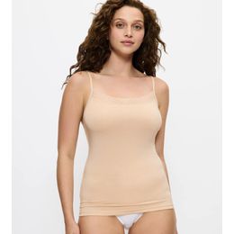 Spaghettitop Triumph "Feel of Modal Spaghetti Top", Damen, Gr. M, beige, Single Jersey, Obermaterial: 87% Modal, 13% Elasthan, figurbetont h&uuml;ftbedeckend, ohne Ausschnitt, Tops, sehr weich