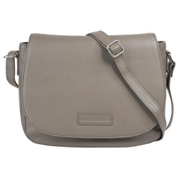 Umh&auml;ngetasche Bruno Banani, Damen, Gr. B/H/T: 28cm x 22cm x 9cm onesize, grau, Leder, leicht gl&auml;nzend, unifarben, Taschen Umh&auml;ngetasche, echt Leder