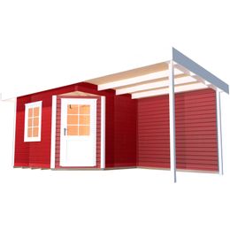 Gartenhaus Weka "Designhaus 213A Gr.2", rot (schwedenrot, wei&szlig;, naturbelassen), Fu&szlig;boden im Gartenhaus, R&uuml;ckwand, ohne Dacheindeckung, Massivholz, Gartenh&auml;user, Gartenhaus