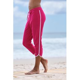 Relax-Caprihose Kangaroos, Damen, Gr. 52/54, N-Gr, pink, Frottee, Obermaterial: 55% Polyester, 40% Baumwolle, 5% Elasthan, unifarben, Basic, ca. Mitte Wade, Hosen, mit sportlichem Seitenstreifen und weichem Frottee Material