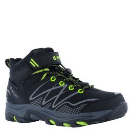 Wanderschuh Hi-Tec "Blackout Mid WP Jr Jr", Kinder, Gr. 30, schwarz (schwarz, lime), Obermaterial: 100% Synthetik synthetic., Schuhe Wanderschuh