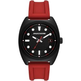 Quarzuhr Skechers "HANOVER", rot, Armbanduhren, Herren, Quarzuhr, Armbanduhr, Herrenuhr, Silikonarmband, analog, Tag